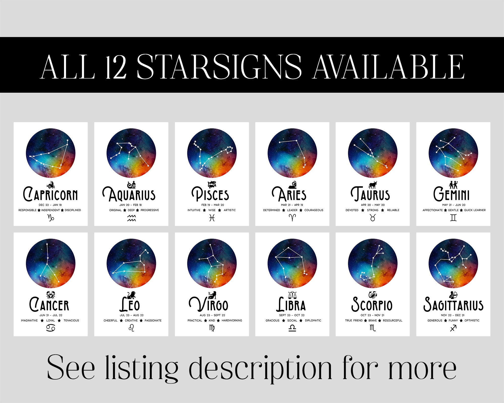 Zodiac Sign Scorpio PRINTABLE Poster DIGITAL DOWNLOAD Star - Etsy