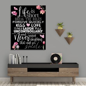 Life is Short Quote Print - Teenage Bedroom Wall Art - College Dorm ...