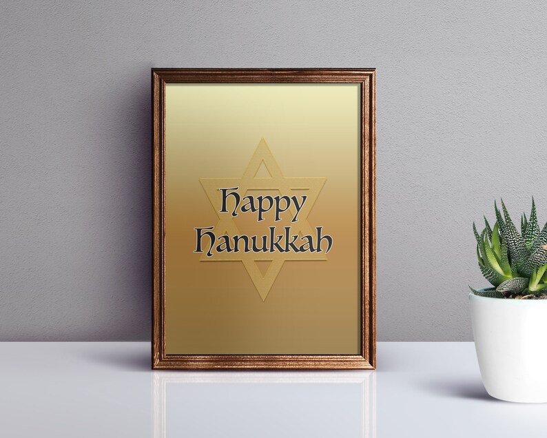 Hanukkah Decor PRINTABLE Poster Happy Hanukkah Print Star - Etsy