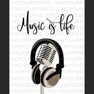 Music is Life Poster PRINTABLE Wall Art - DIGITAL Download Music Prints ...