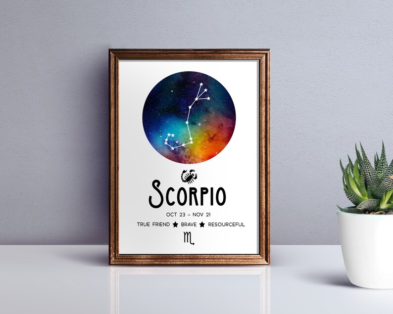 Zodiac Sign Scorpio PRINTABLE Poster DIGITAL DOWNLOAD Star | Etsy