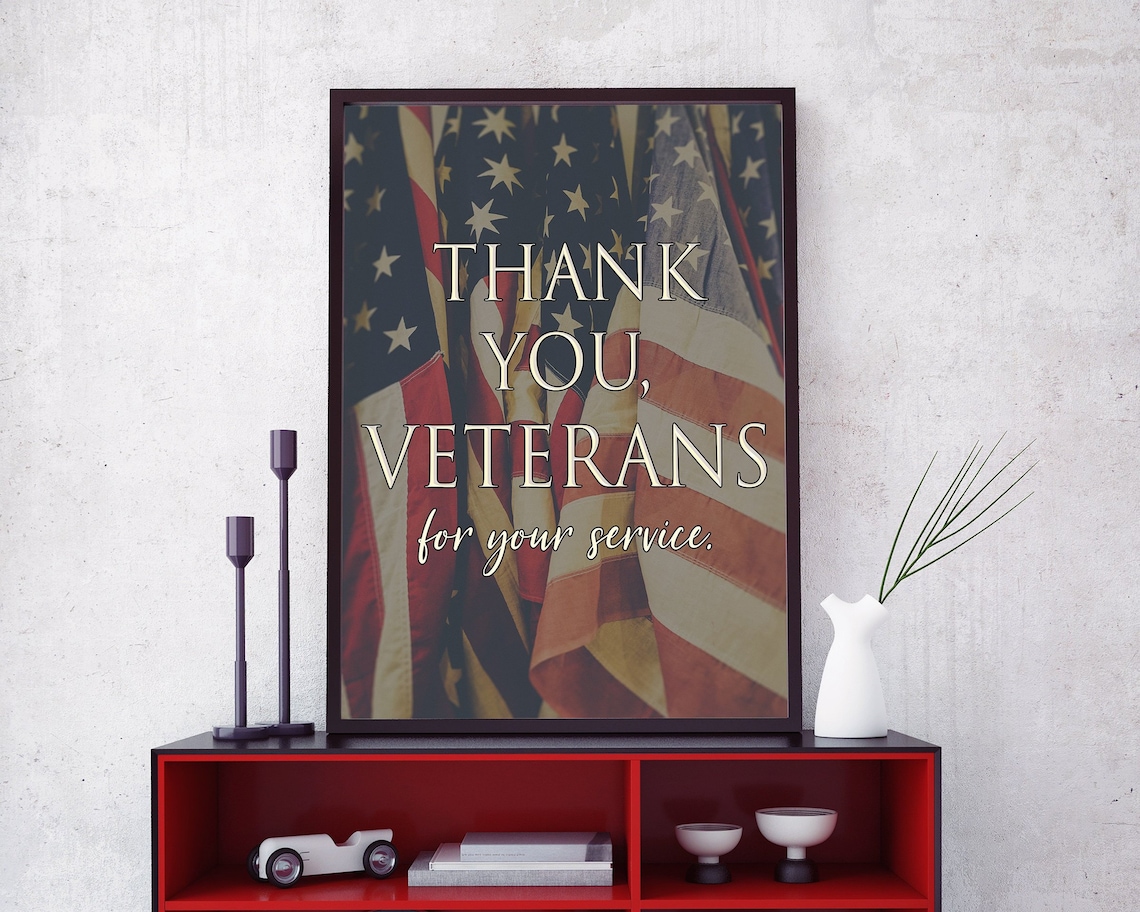 Veterans Day PRINTABLE Wall Art - Thank You for Your Service - American ...