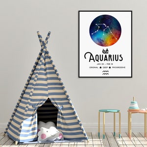 Aquarius Constellation PRINTABLE Wall Art - Zodiac Print DIGITAL ...