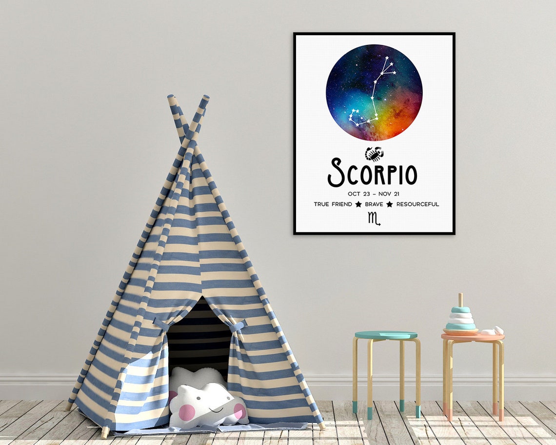 Zodiac Sign Scorpio PRINTABLE Poster DIGITAL DOWNLOAD Star | Etsy