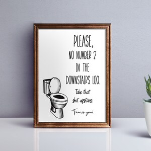 Downstairs Toilet PRINTABLE Poster - Funny Restroom Sign DIGITAL ...