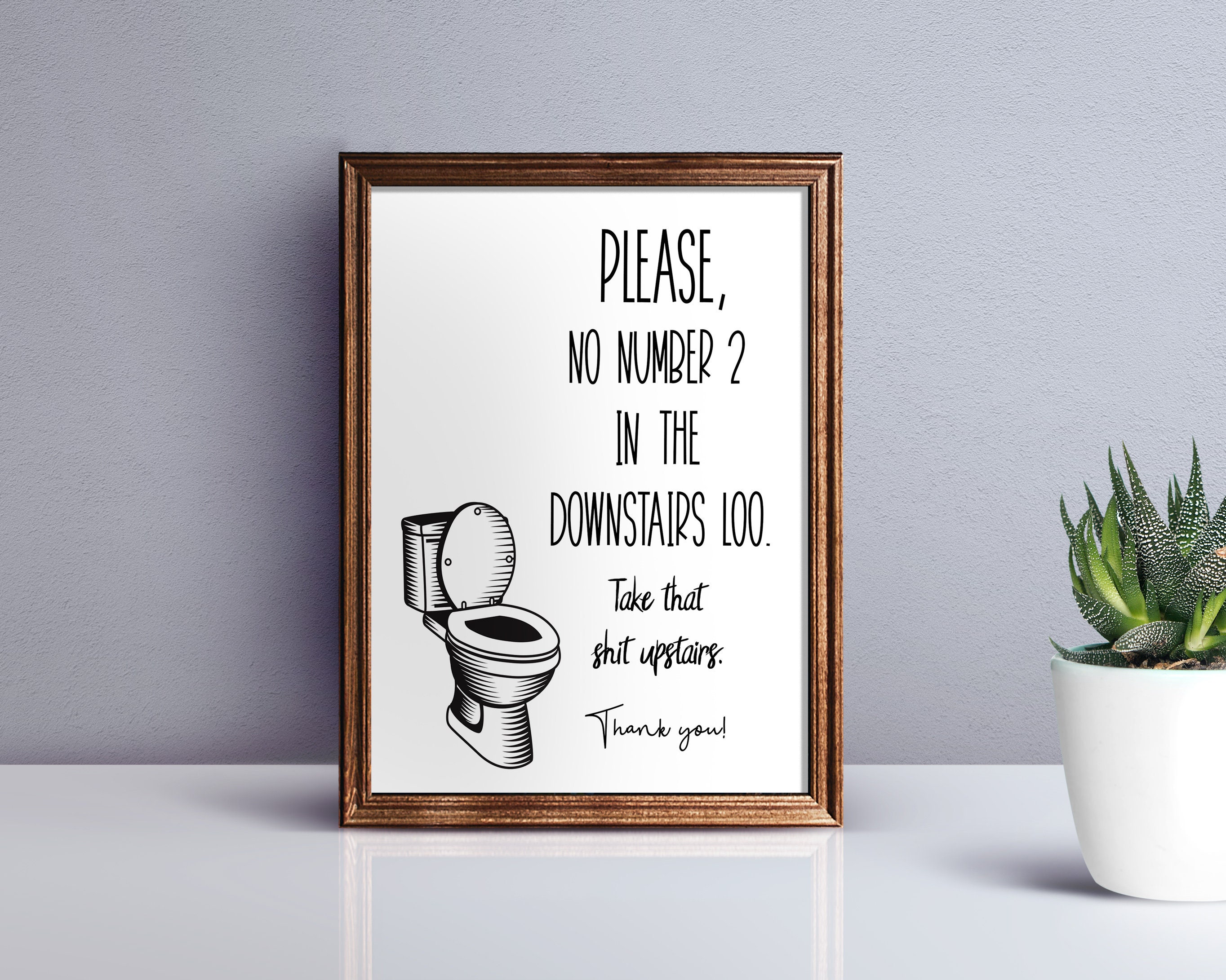 Downstairs Toilet PRINTABLE Poster Funny Restroom Sign - Etsy