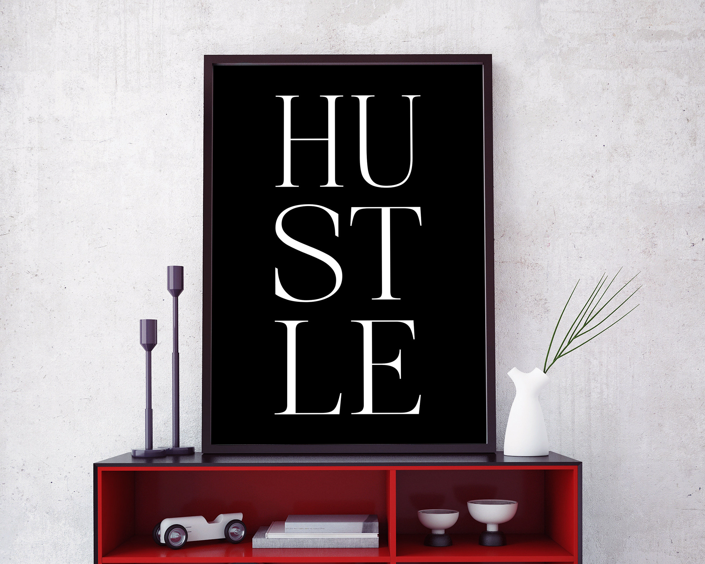 Hustle PRINTABLE Wall Art DIGITAL DOWNLOAD Poster Black & | Etsy