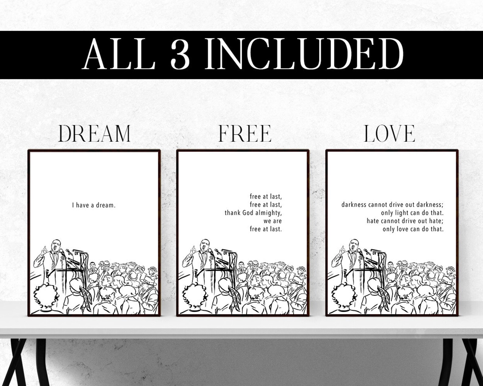 Martin Luther King PRINTABLE Posters - MLK DIGITAL Download Wall Art ...