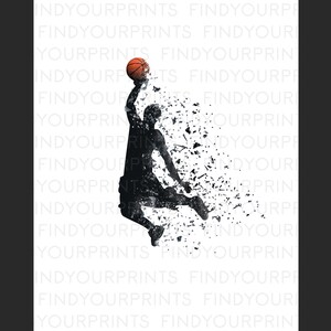 Basketball Dunk PRINTABLE Poster - Gift for NBA Fan - DIGITAL Download ...