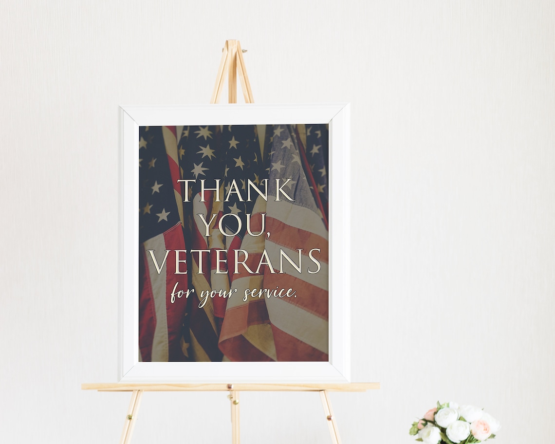 Veterans Day PRINTABLE Wall Art - Thank You for Your Service - American ...