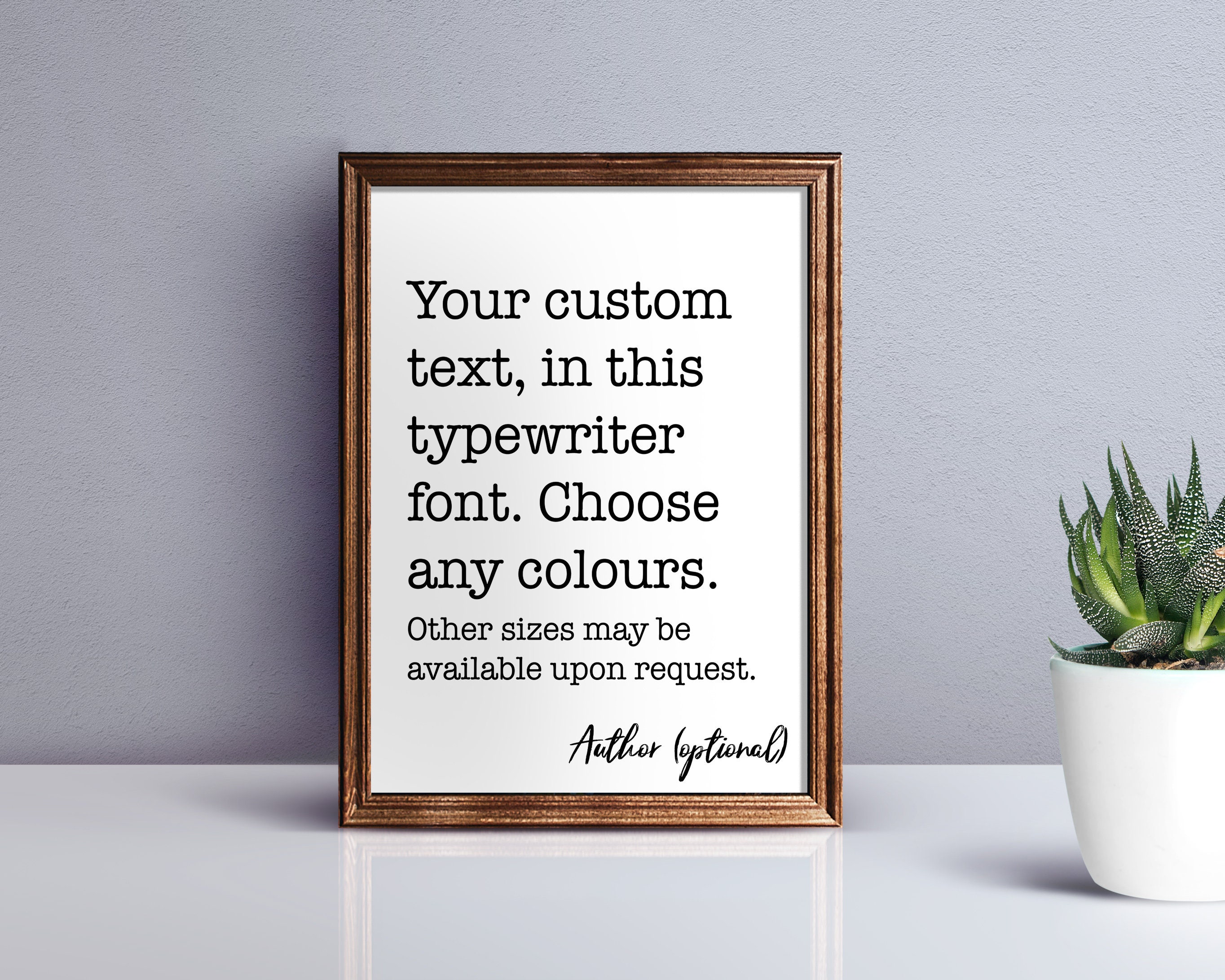 Typewriter Font Custom Quote Print Personalised Text Wall | Etsy