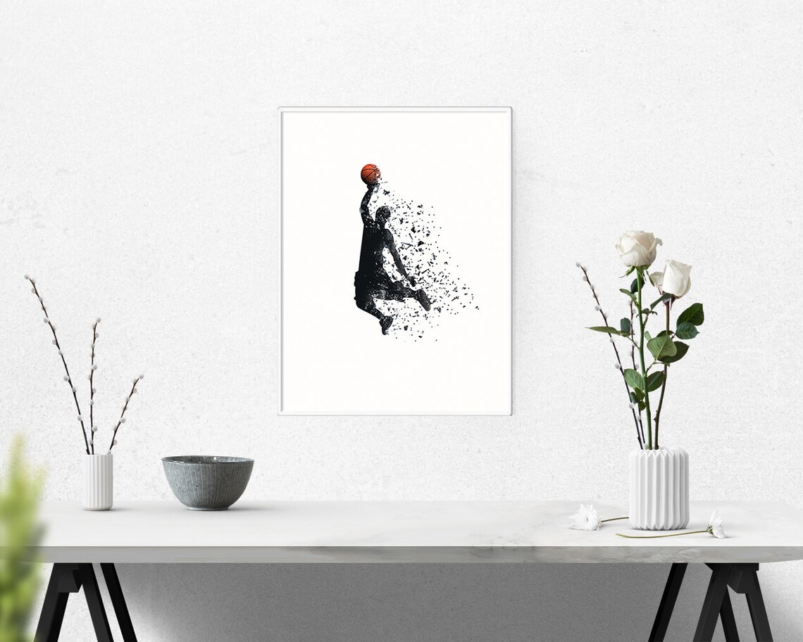 Basketball Dunk Poster Print - Gift for NBA Fan - Bedroom Wall Art ...