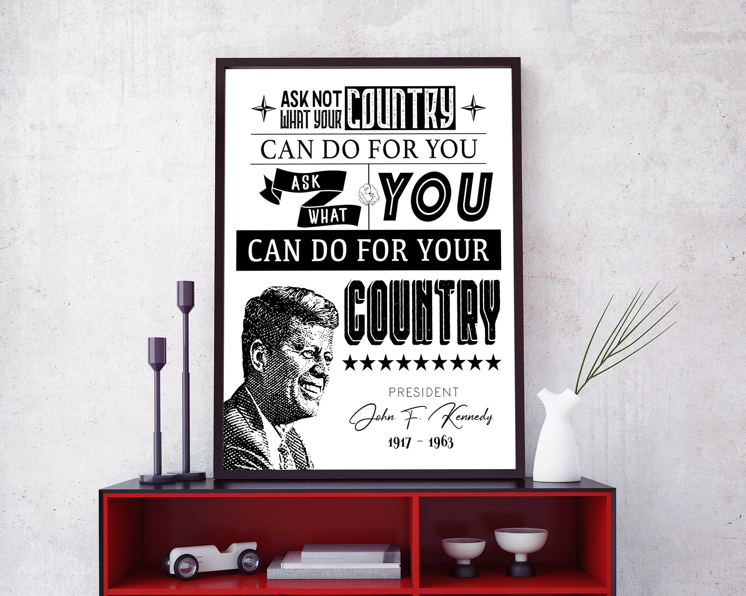 John F Kennedy PRINTABLE Wall Art JFK Digital Download | Etsy