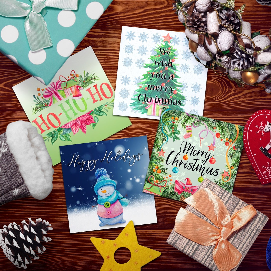 Christmas Card PRINTABLE Set of 4 - JPEG and PDF Digital Download Files ...