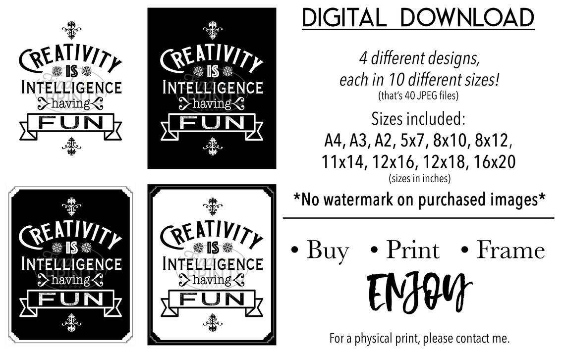 Creativity PRINTABLE Poster DIGITAL DOWNLOAD Wall Art Quote | Etsy