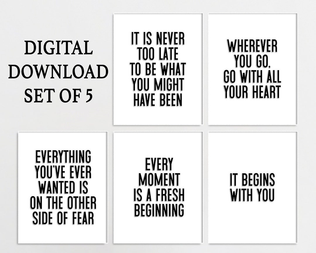 Motivational Quotes PRINTABLE Set of 5 - Motivating Wall Art DIGITAL ...