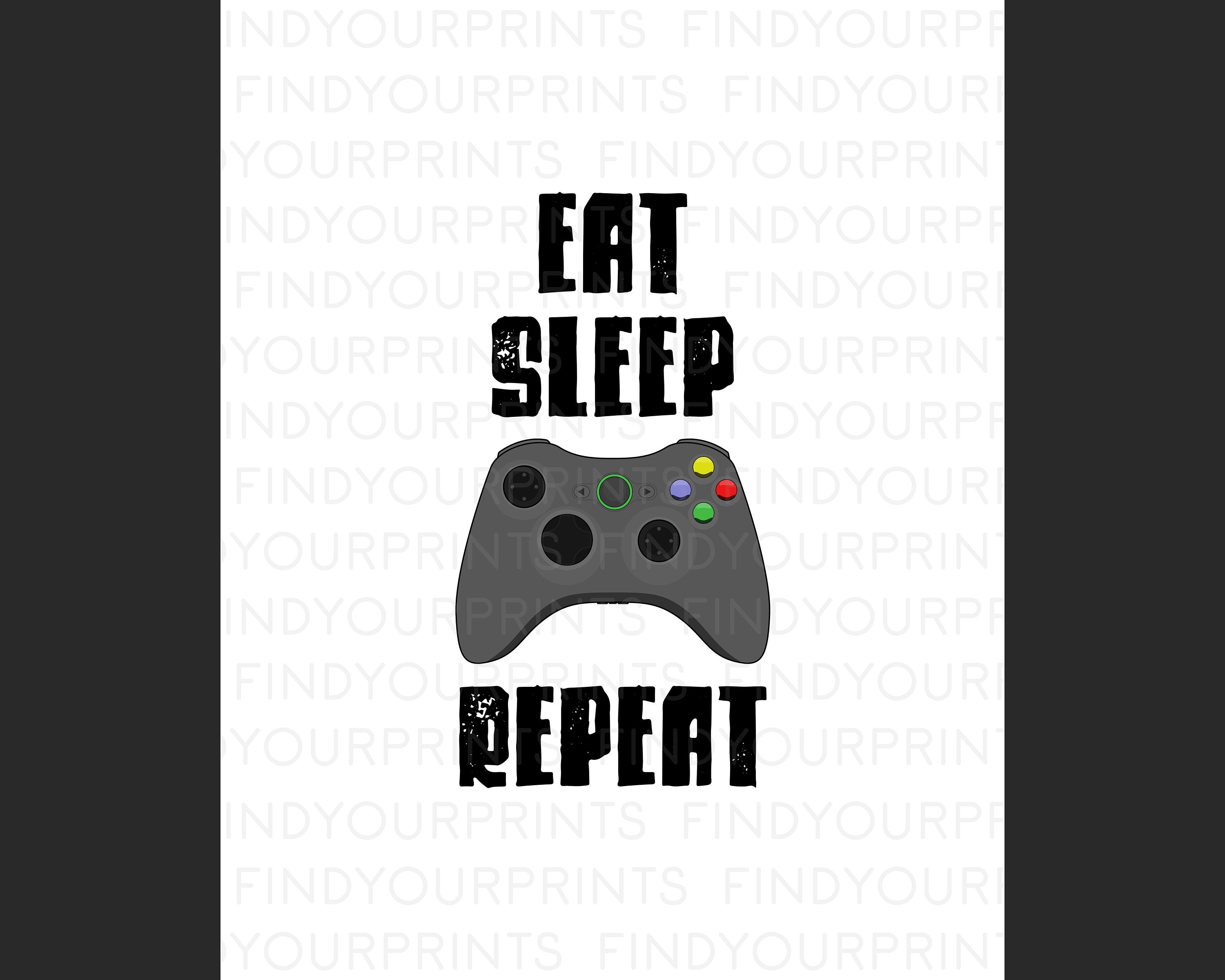 Eat Sleep Game Repeat Print Video Games Room Wall Art | Etsy