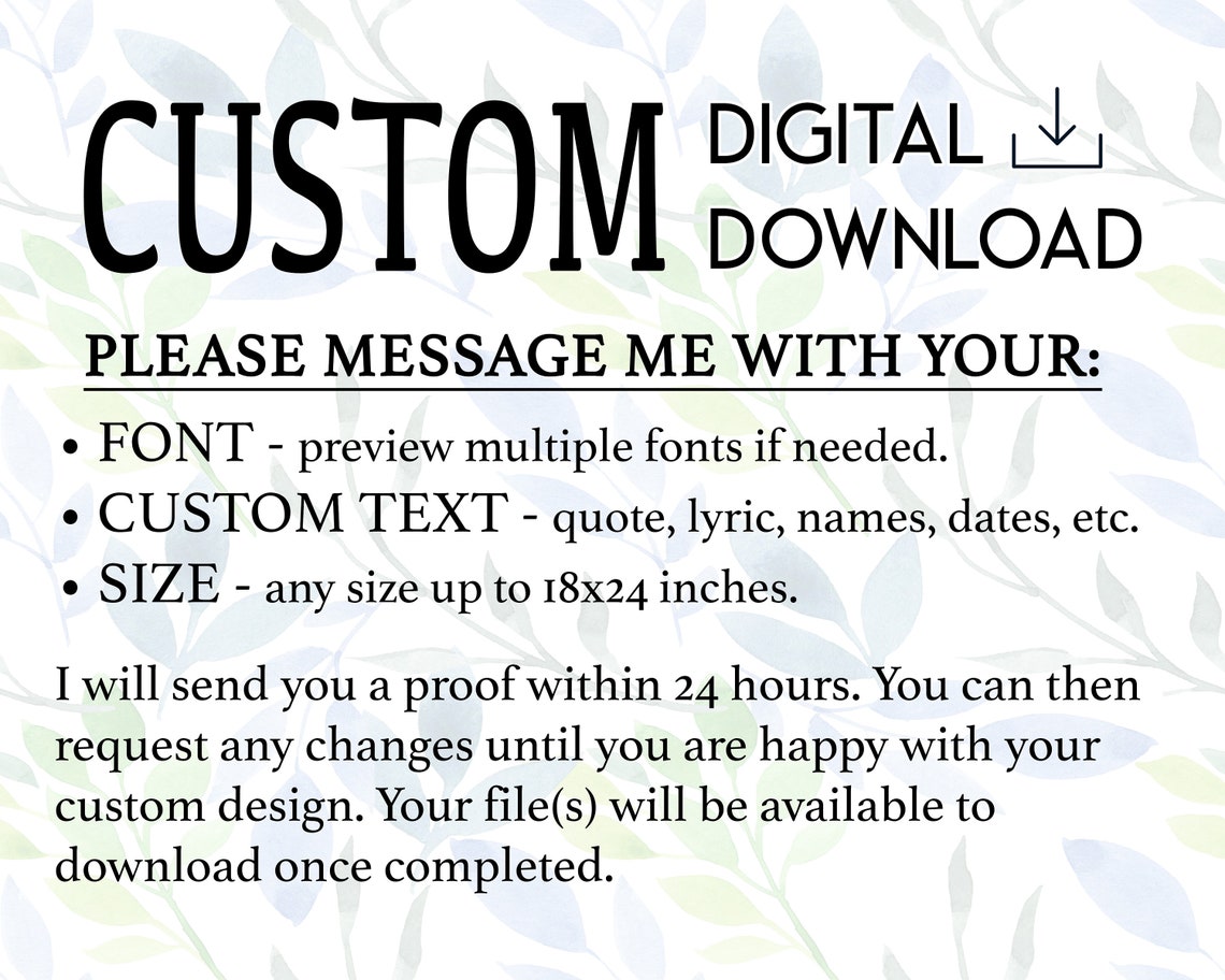 Watercolor Custom Print PRINTABLE Sign Personalized DIGITAL - Etsy