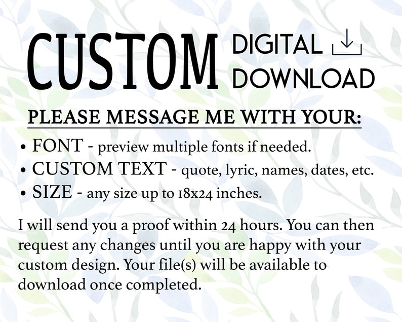 Watercolor Custom Print PRINTABLE Sign - Personalized DIGITAL DOWNLOAD ...