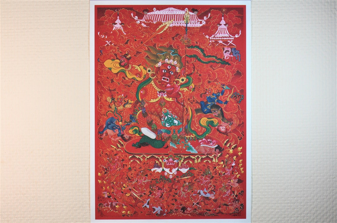 Tibetan Thangka, Begtse Printed on Natural Canvas 17in - Etsy