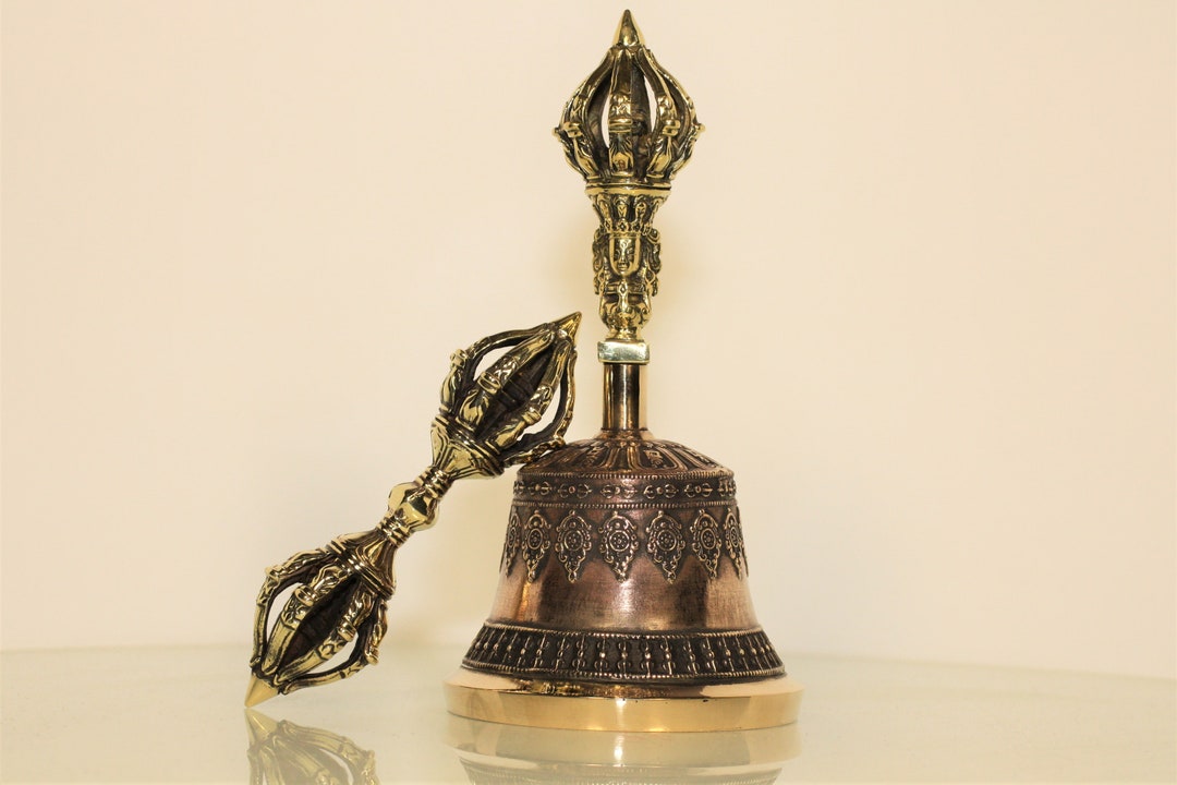 Tibetan Bell 7 Drilbu, Vajra Six Petal Lotus, Ghanta. With Excellent ...