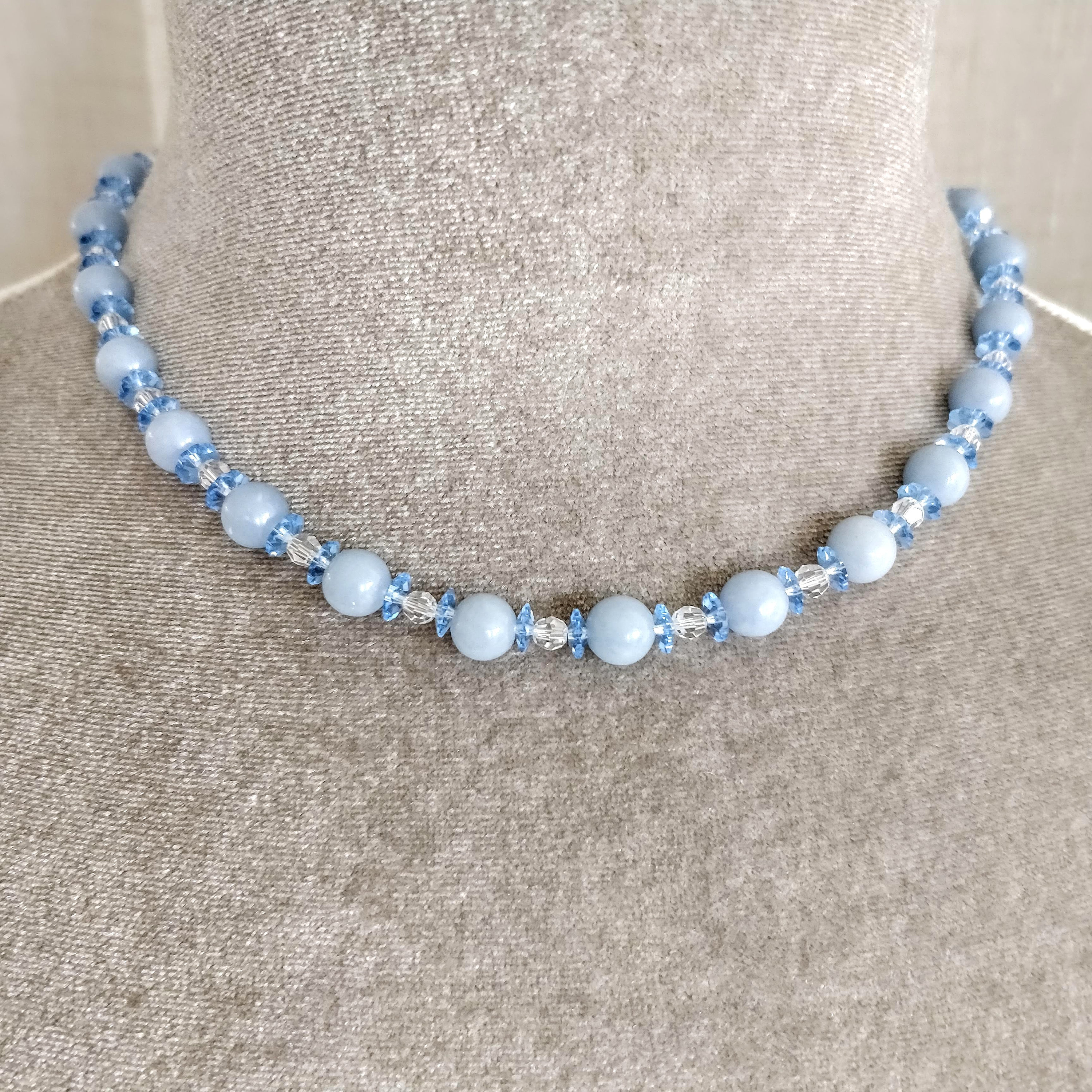 Light Blue Choker Necklace : Angelite, Swarovski - Etsy