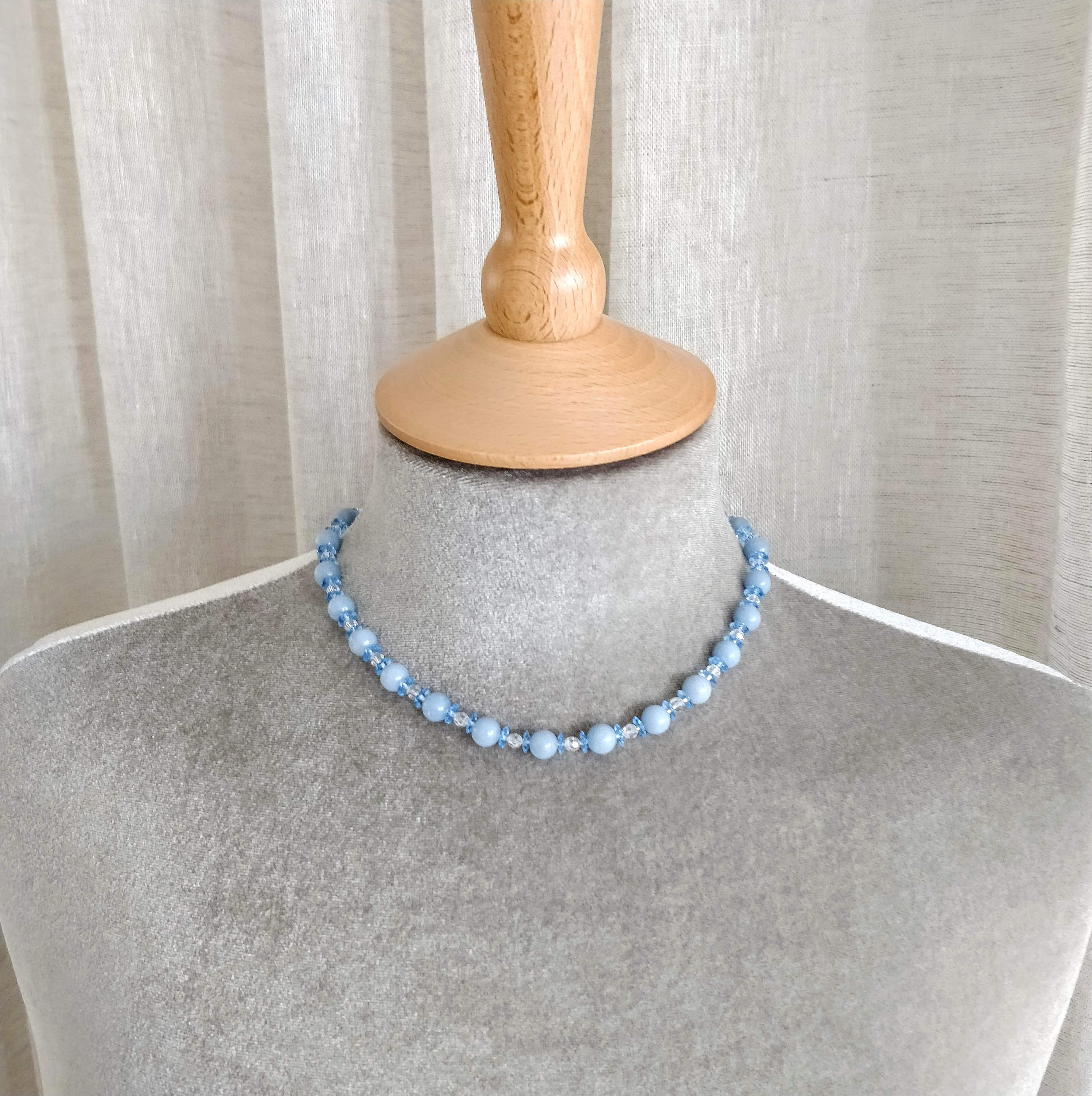 Light Blue Choker Necklace : Angelite, Swarovski - Etsy