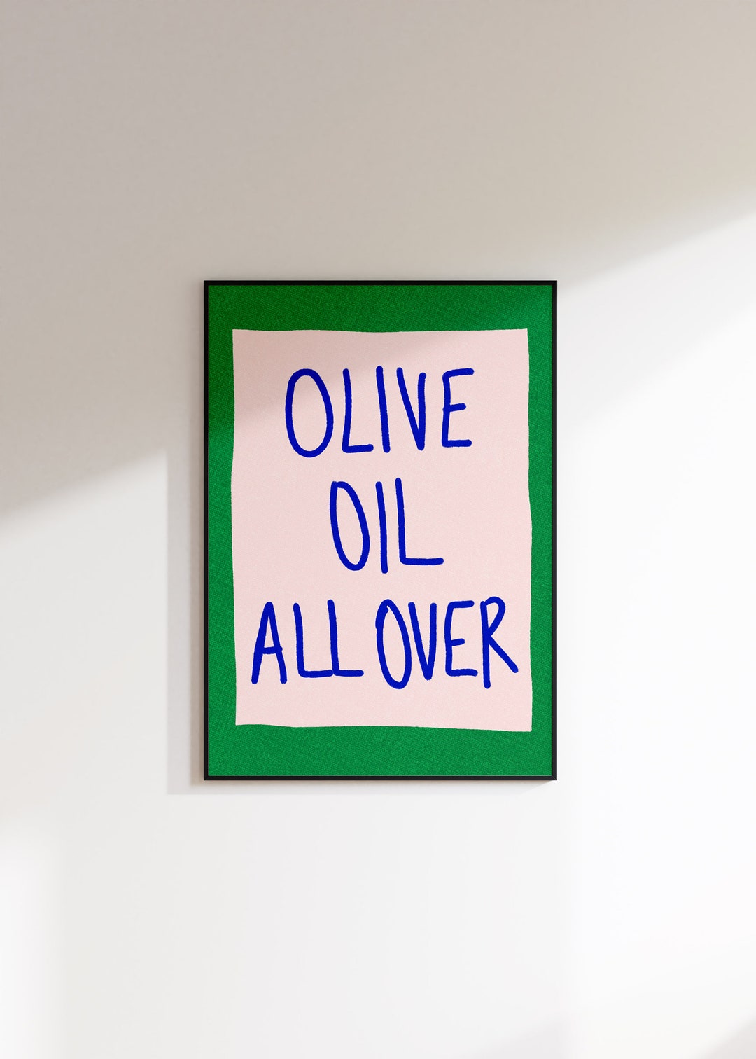 Olive Oil Wall Art Print Colourful Typography Print Dining Room Decor ...