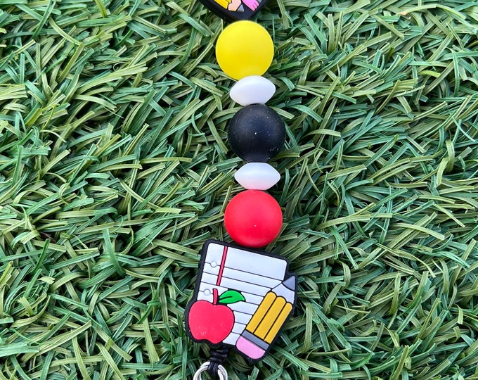 Personalized Boho Rainbow Pencil Badge Holder, Teacher ID Badge Holder ...