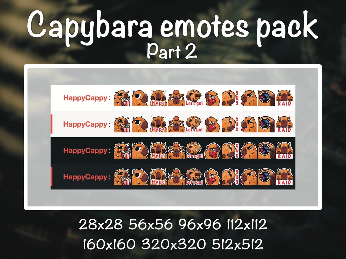 Capybara Emotes | Twitch, Discord, Whatsapp, Youtube, Viber | Cute ...