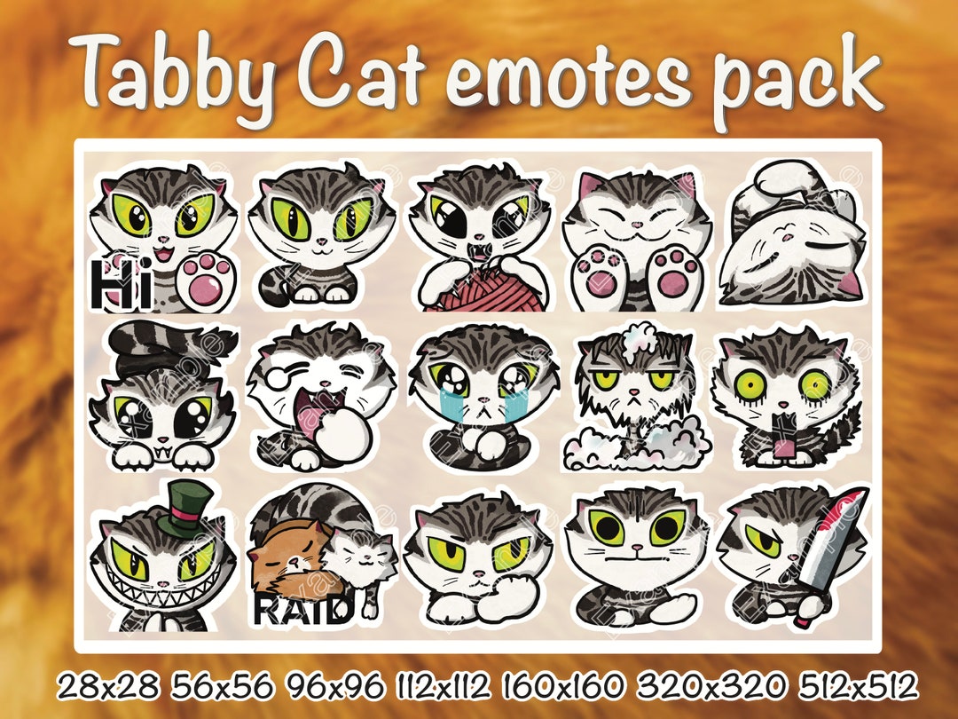 Tabby Cat Emotes Pack Twitch Emote Discord Emote Whatsapp Sticker ...