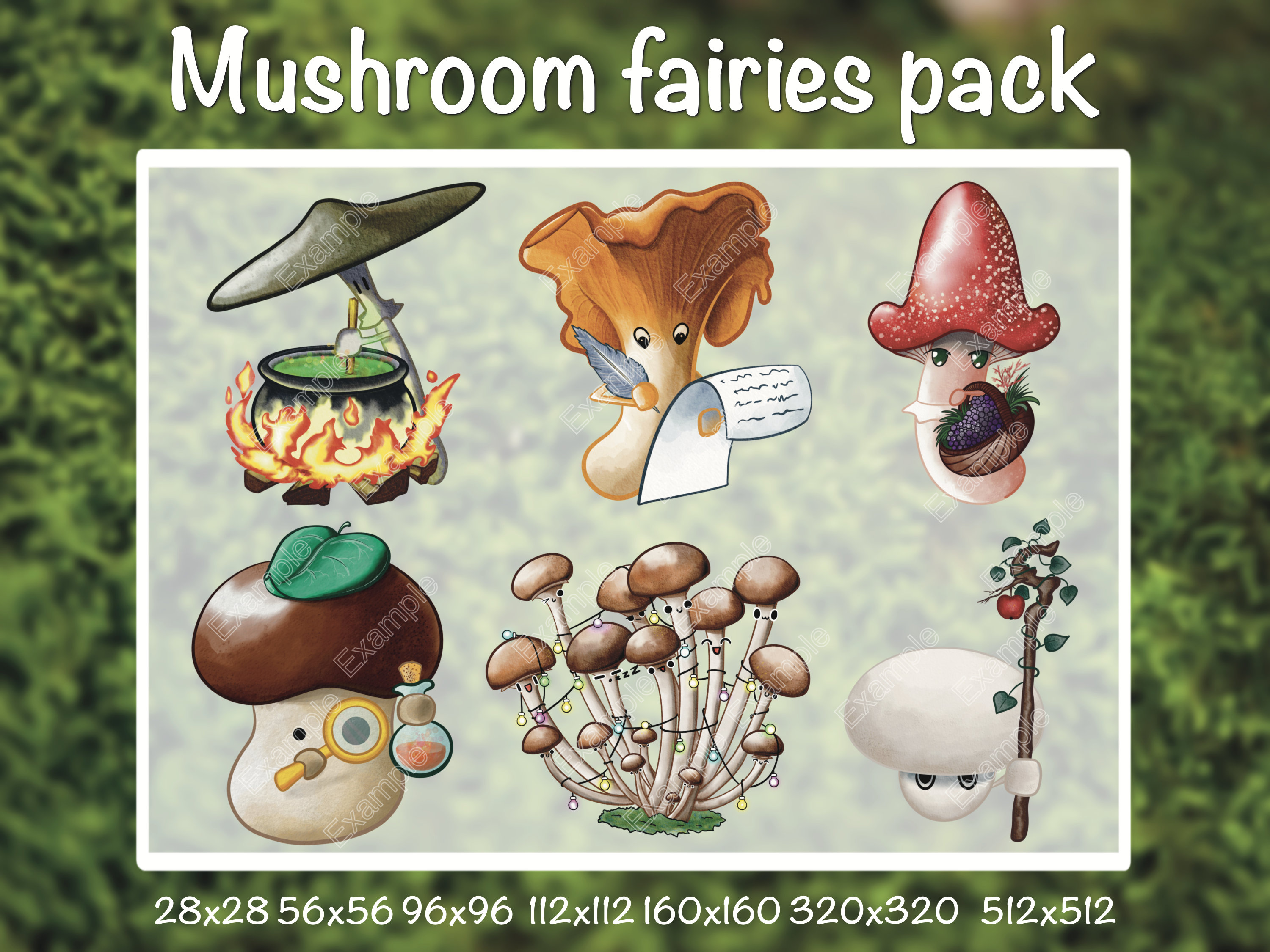 Mushroom Emotes Pack | Cute Fairy Emoji for Twitch, Discord (PNG Files ...