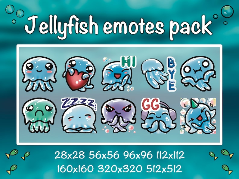 Jellyfish Emotes Pack | Twitch, Discord, Whatsapp, Youtube, Viber ...