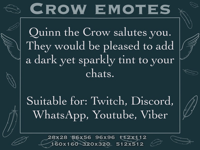 Quinn the Crow Emotes | Cute Bird Emoji Pack (digital Download) - Etsy