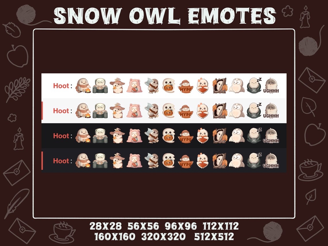 Snow Owl Emotes | Twitch, Discord, Whatsapp, Youtube, Viber | Cute ...