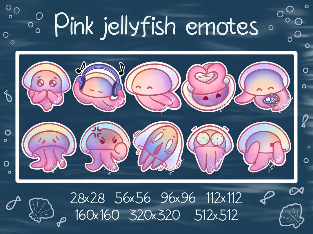 Pink Jellyfish Emotes Pack | Twitch, Discord, Whatsapp, Youtube, Viber ...