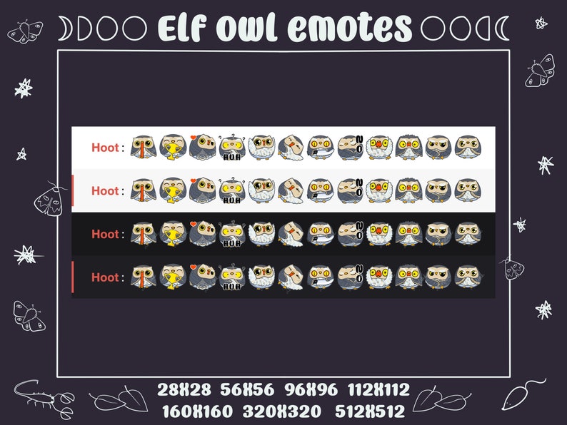 Cute Elf Owl Emotes | Kawaii Emoji Pack (PNG) - Etsy
