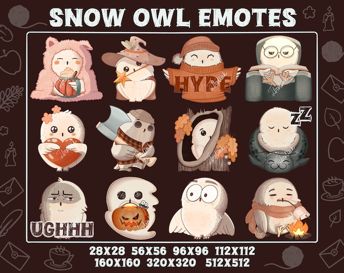 Snow Owl Emotes | Twitch, Discord, Whatsapp, Youtube, Viber | Cute ...