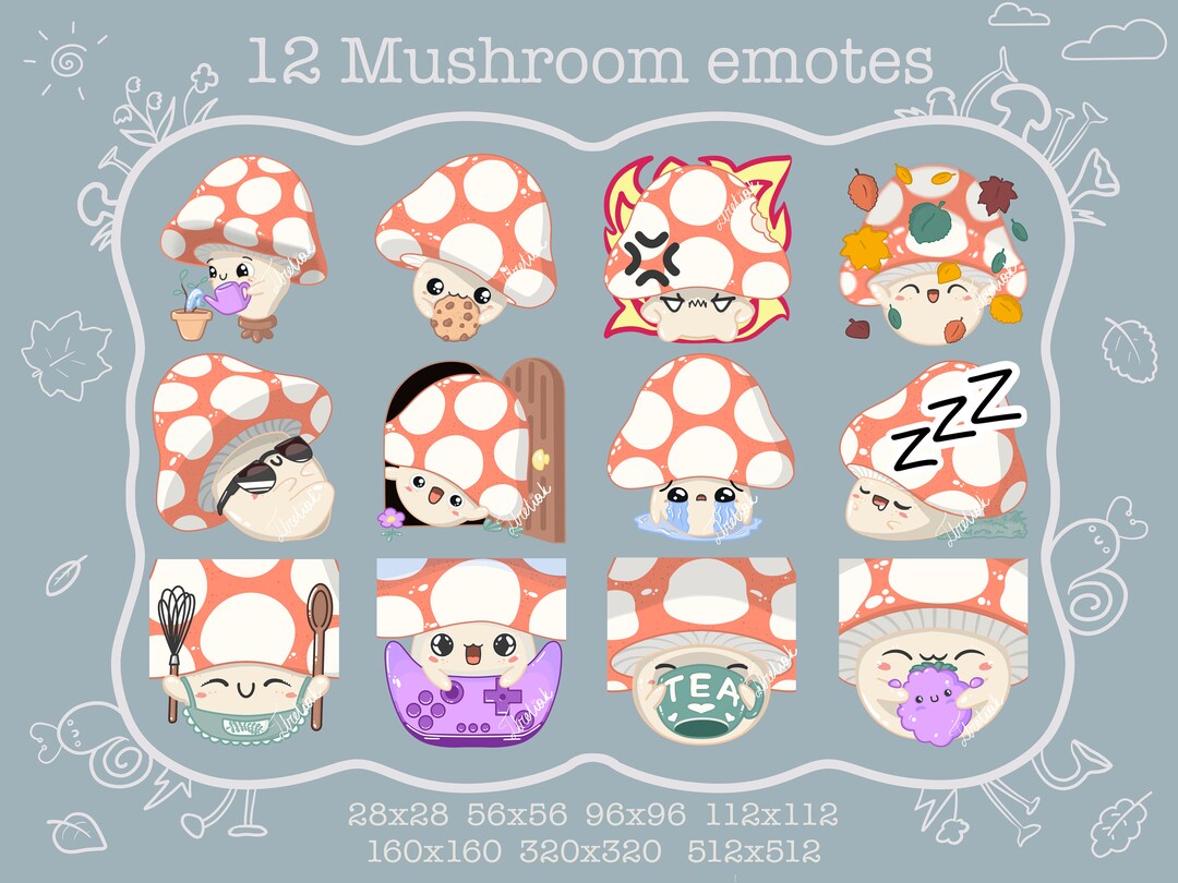 Red Cap Mushroom Emotes | Cute Kawaii Emoji (digital Download) - Etsy