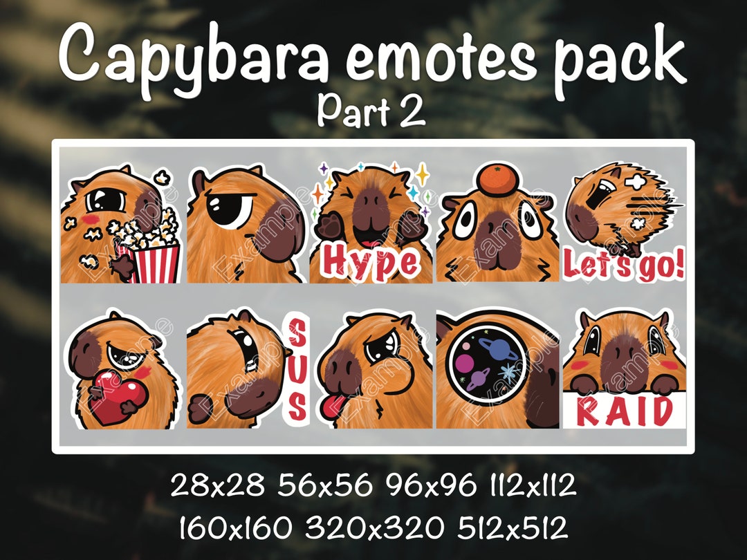 Cute Capybara Emotes Pack | Twitch, Discord, Youtube (part 2) - Etsy