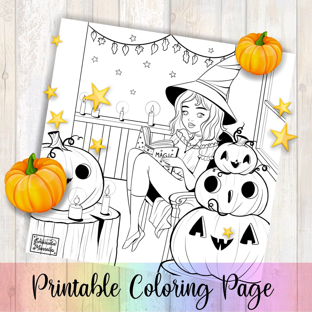 PRINTABLE COLORING PAGE | Halloween Night - Etsy