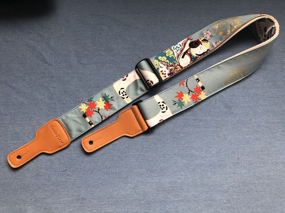 Handmade Japanese Geisha Girl Design Guitar Straps Fits for All Size ...