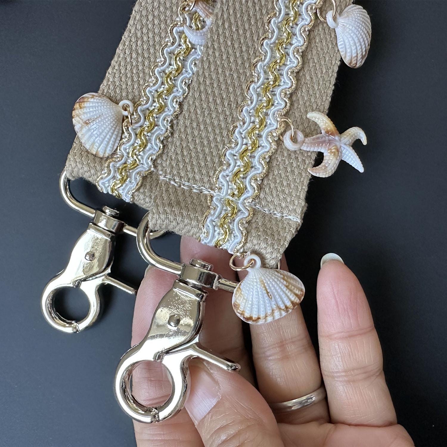 Original Design Handmade Shells and Starfish Bag Strap Purse Strap ...