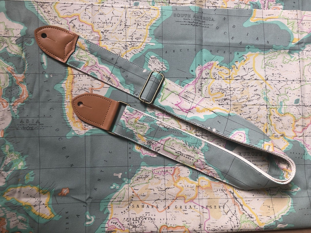 Handmade Retro World Map 2 Inch Canvas Guitar Straps - Etsy