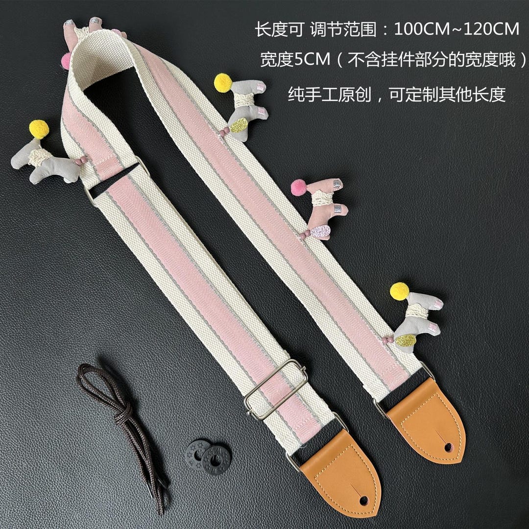 Handmade Cute Little Pony Pink Guitar Strap Bass Strap Genuine Leather ...
