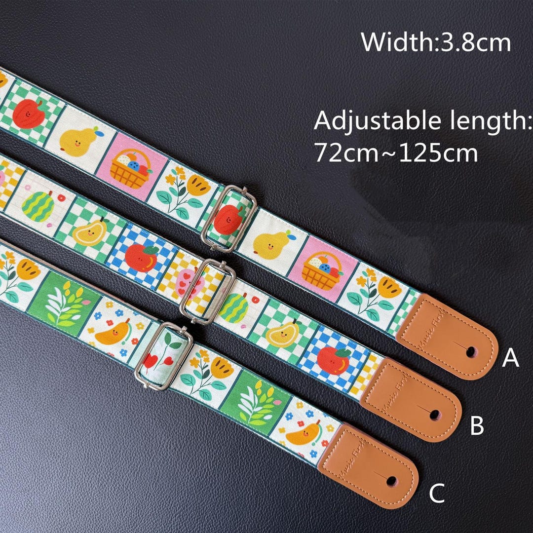 Handmade Colorful Cute Fruits Ukulele Strap With Genuine Leather Ends ...
