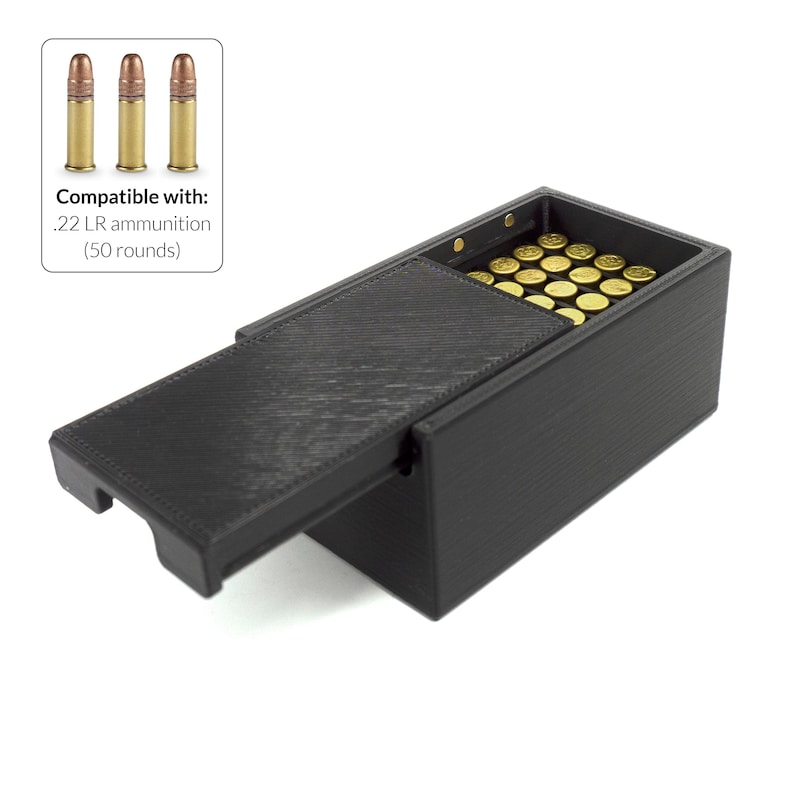 22 LR 50 Round Slide Ammo Box, Ammunition Magnet Box (fits .22 LR) Case ...