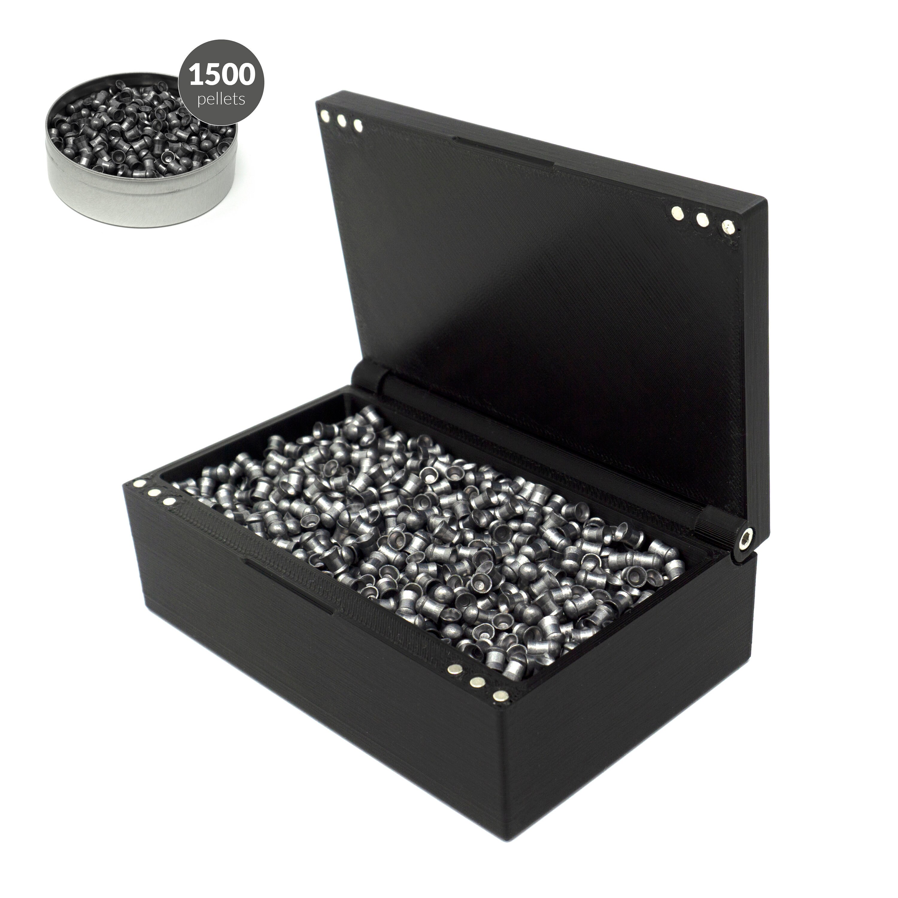 1500 .177 Pellet Rectangle Ammo Box, Ammunition Magnet Box Case Cover ...