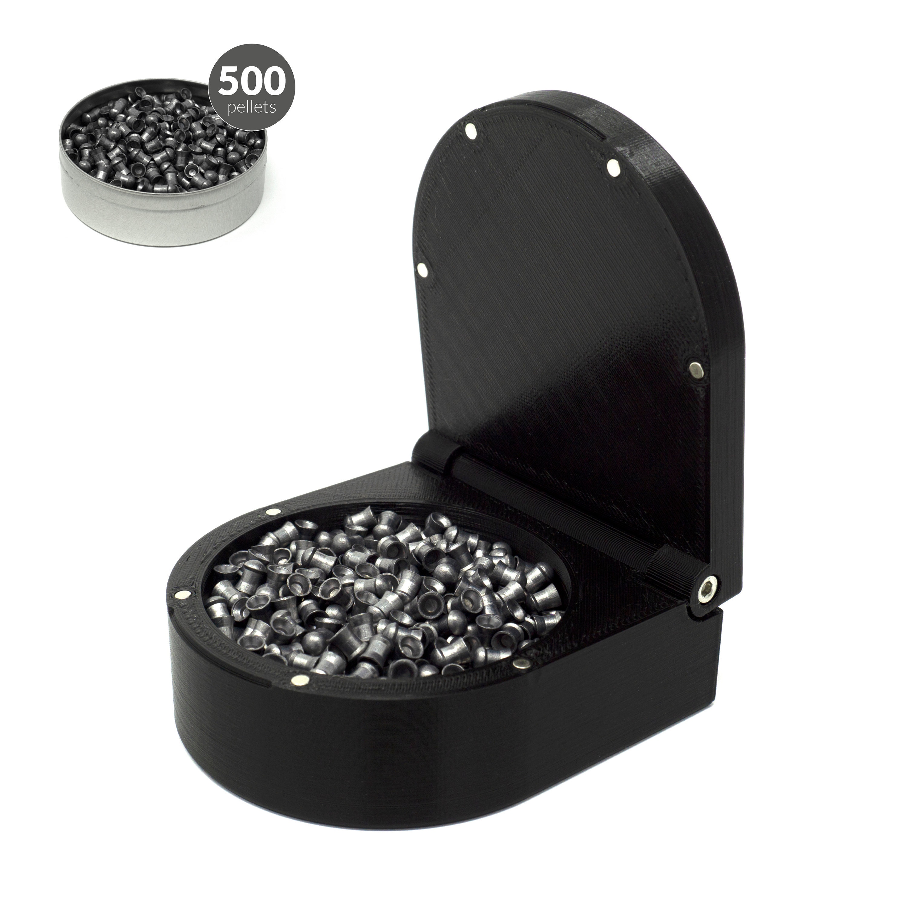 500 .177 Pellet Round Ammo Box, Ammunition Magnet Box Case Cover Air ...