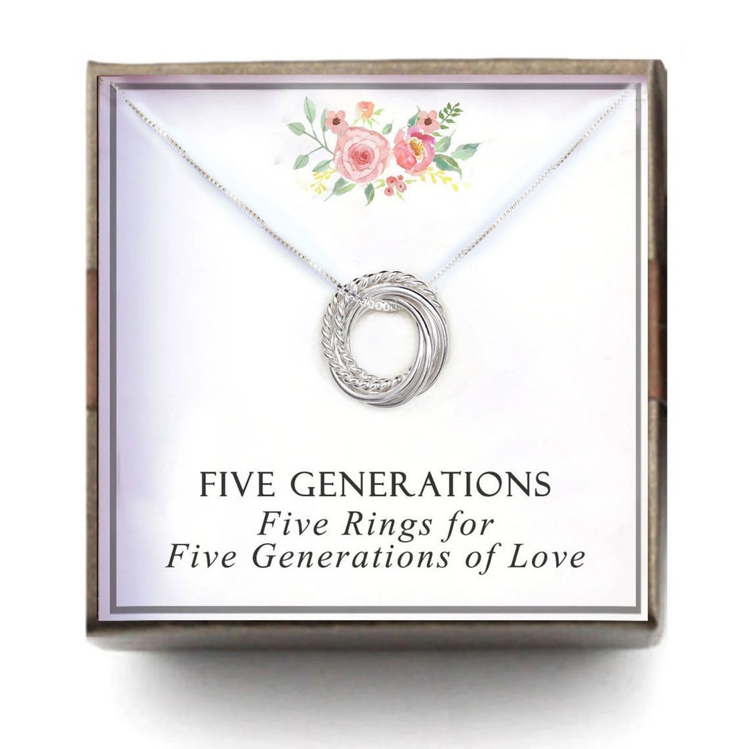 Five Generations Necklace - Gift for Grandmother, Gift for Mom Grandma ...